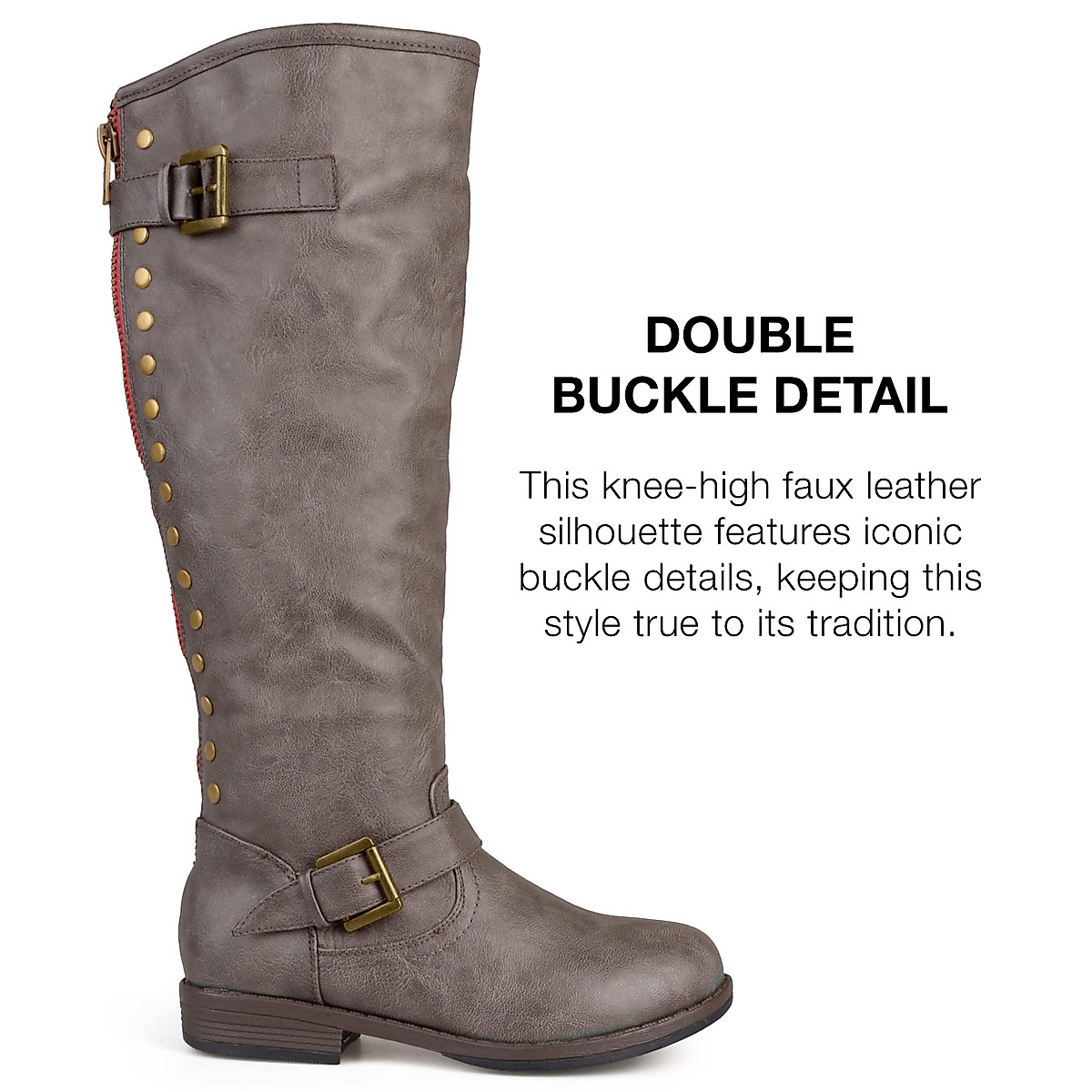 Journee Collection Women's Spokane Stacked Heel Riding Boots - Taupe