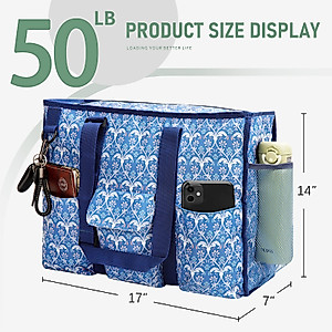 MHOMER Large Utility Tote Bag for Women, Zip-Top Teachers Tote Bag with 12 Pockets, Waterproof Nurse Bag for Working Women