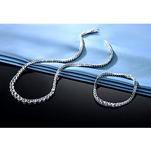 Gemsme 18K White Gold Plated Graduated Round Cubic Zirconia Tennis Necklace/Bracelet/Earrings Sets Pack of 3