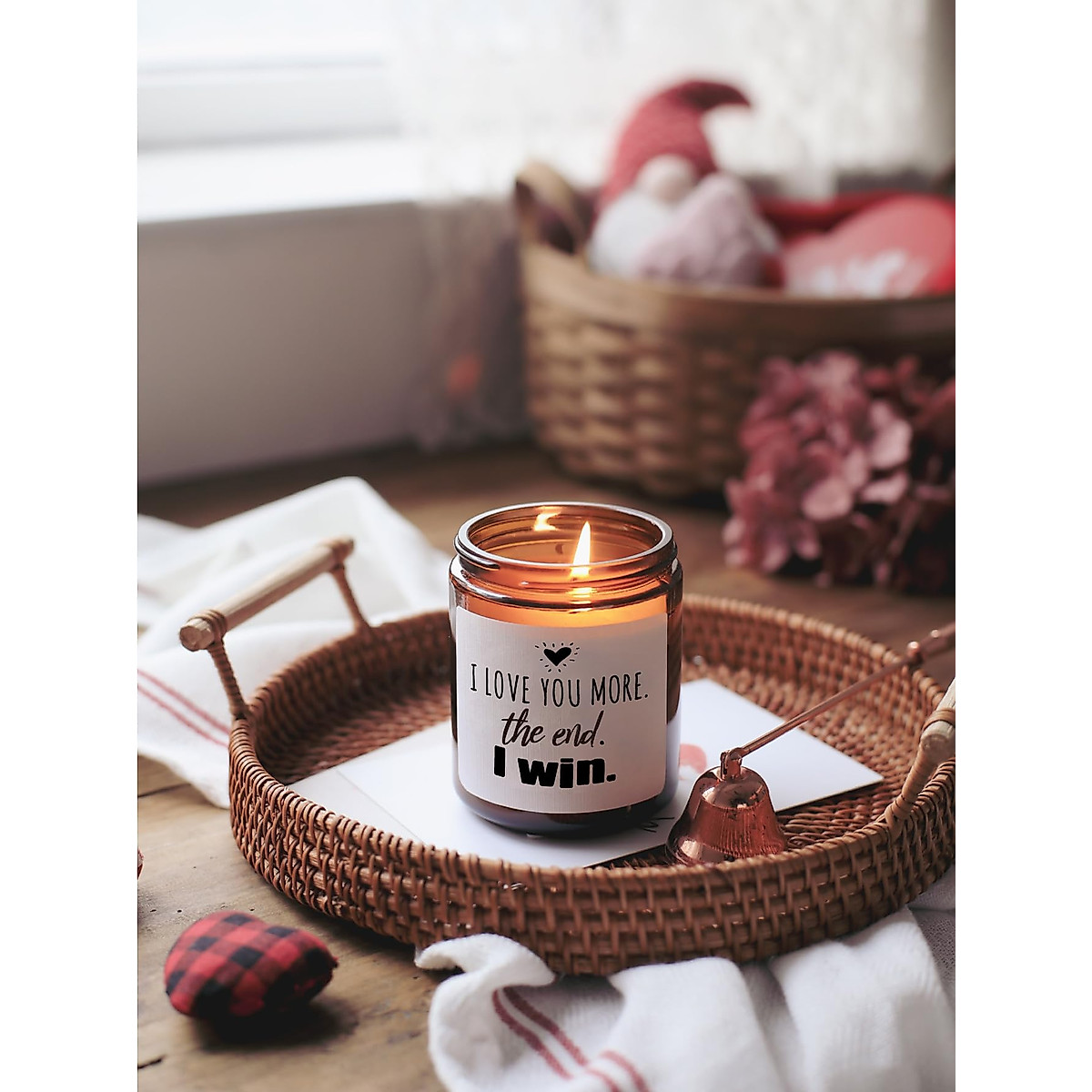 Valentines Day Romantic Candle Gift, I Love You More The End I Win, Candle 7oz Natural Soy Wax, Thanksgiving Christmas Gift Anniversary Birthday Gifts for Boyfriend Girlfriend Husband