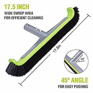 urchindj Pool Brush Heavy Duty, Premium Nylon Bristle Pool Brushes for Cleaning Pool Walls & Steps, Professional Pool Brush Head for Inground Pools with Integrated Aluminum Structure of Handle & Back