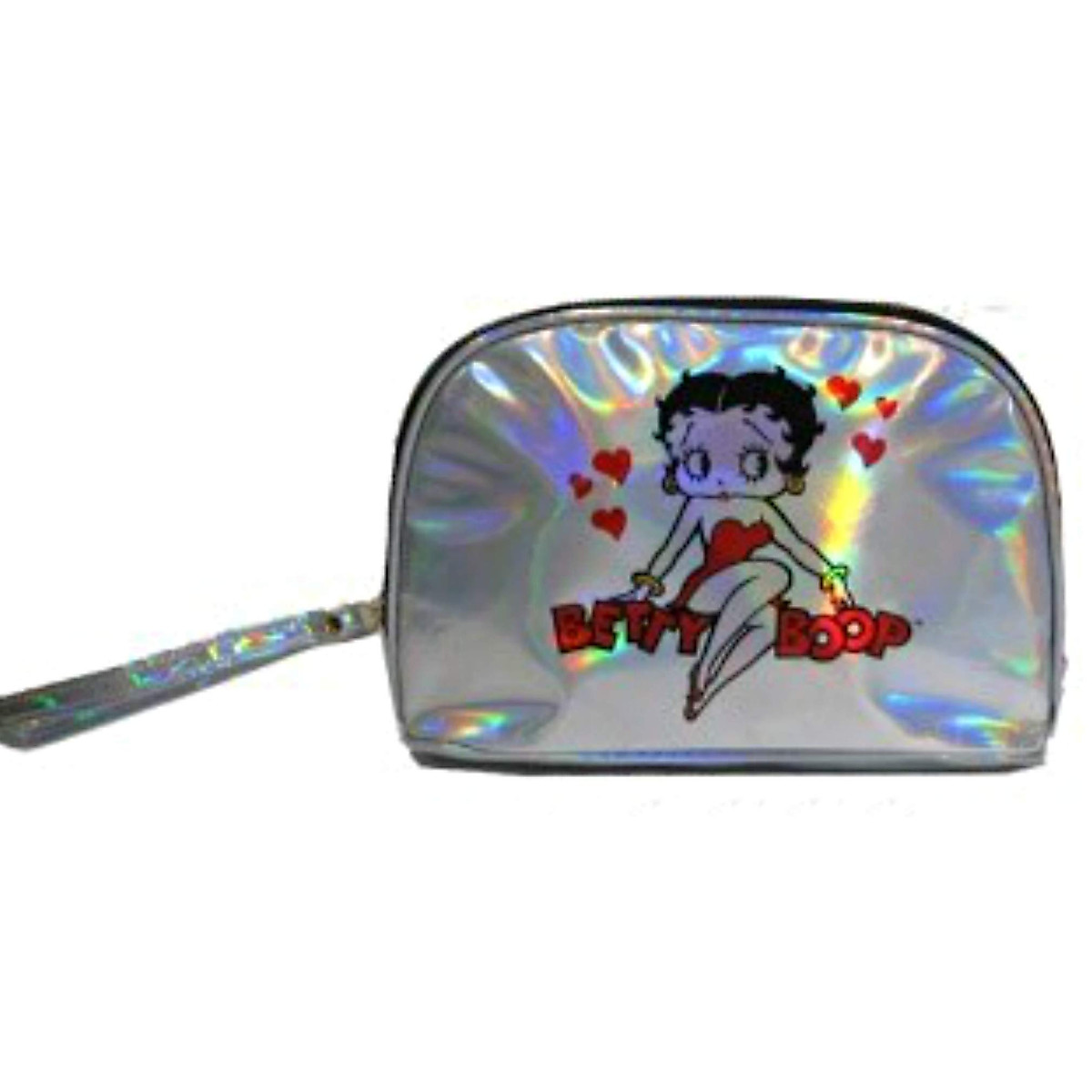 Betty Boop Wallet - Clasp Closure or Zip Around Clutch Wallet Wristlet Phone Case Organizer Wallet with Wrist Strap (Silver Pouch/Wallet)