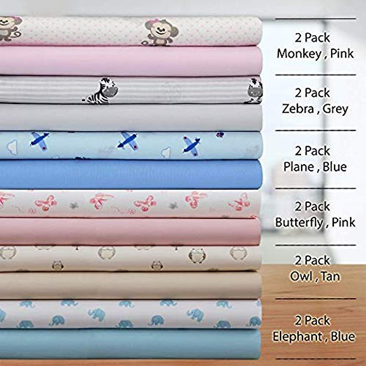 Cuddles & Cribs 2 Pack GOTS Certified Organic Cotton Fitted Crib Sheet - Tan, Owl