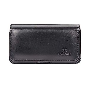 Black Leather Phone Case Cover Pouch Holster Swivel Belt Clip w Loops Compatible with T-Mobile LG V20 - T-Mobile Motorola Moto E5 Plus - T-Mobile Motorola Moto G7 Power