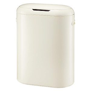 13 Gallon SensorCan, 50L Slim Automatic Touchless Motion Sensor Kitchen Trash Can with Soft Close Lid, Without Inner Bucket, Cream White