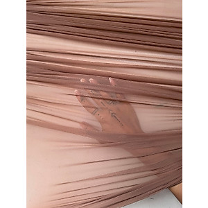 Power Mesh Fabric – 60 inch Width, Lightweight 4-Way Stretch Blend of Synthetic Fibers and Spandex, Perfect for Bra, Control-Topped Pantyhose, and Swimwear Linings (Mocha)