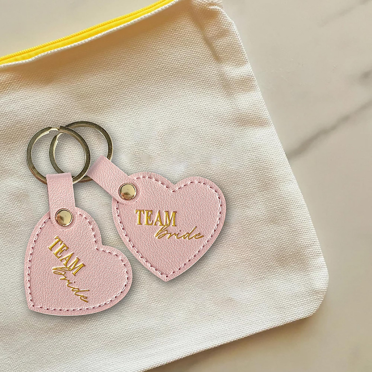 GroomBrideGifts Bridesmaid Gifts Bachelorette Party Favors Decorations For Women 10 Pcs Team Bride Keychains.（Light Pink）