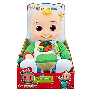 CoComelon Snack Time Features JJ Doll with Red Apple Plush - Plays Sounds, Phrases, and Clips of ‘Yes Yes Vegetables Song’ - Toys for Kids, Toddlers and Preschoolers