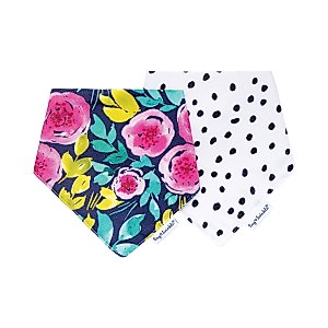 Tiny Twinkle Bandana Scarf Bibs 4 Pack - Water Resistant and Absorbent Infant Drool and Teething Bandana Baby Bib (Black and White 4-Pack)