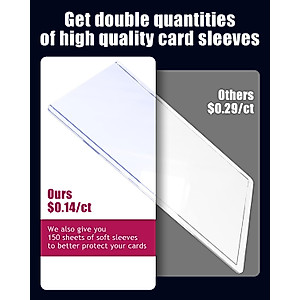 Top Loader for Cards 100 ct, 35 PT Premium 50 Top Loader and 50 Clear Soft Sleeves, Thick Hard Plastic Card Sleeves, 3" x 4" Trading Cards Protector for Game Cards, Sports Cards, Trading Cards