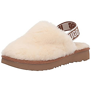 UGG Girls K Fluff Yeah Clog Slipper, Natural, 6 Big Kid