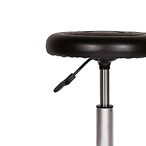 Topline 360-Degree Rolling Swivel Adjustable Stool Chair with Foot Rest - Black