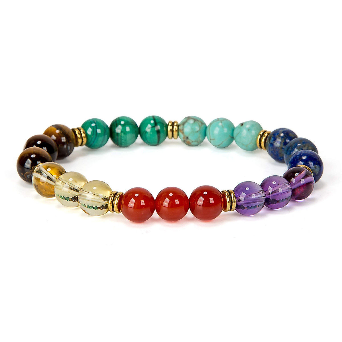 SPUNKYsoul 3 of Each Stone Single Chakra Balancing Bracelet Authentic Crystal Stones for Women Collection