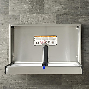 Foundations 100SS-R Premier Stainless Steel Horizontal Baby Diaper Changing Station with Recessed Mount, Heavy Duty Steel Hinges, One Handed Adjustable Safety Belt