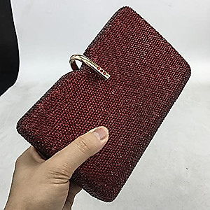 Elegant Women Crystal Evening Bags Wedding Cocktail Party Diamond Clutch Handbags (Wine Red)