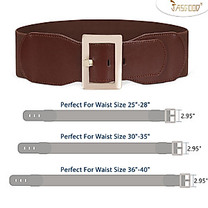 JASGOOD Women Dress Waist Belt Stretchy Elastic Vintage Belts for Dress with Metal Buckle