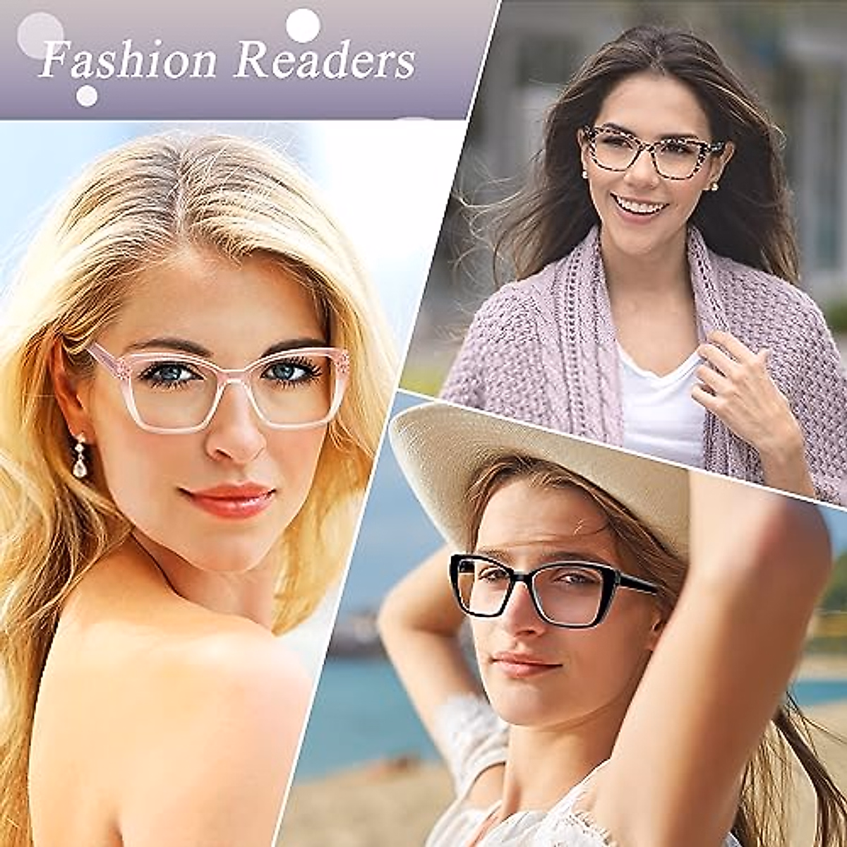 HOFANNO 6 Pack Stylish Reading Glasses for Women 1.5 Blue Light Blocking Readers Cateye Eyeglasses with Spring Hinge