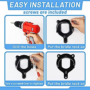 KOTESLLOE 2 Pcs Bridle Hooks, Metal Horse Bridle Hooks for Tack Room, Horse Bridle Rack with Tubes and Screw, Black