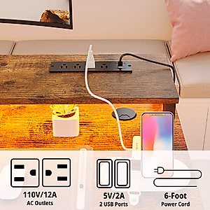 IRONCK L Shaped 70.8" Computer Corner Desk with LED and Power Outlets, 95" I-Shaped Two-Person Reversible Drafting Table with Storage Shelves & Monitor Stand for Home Office, Bedroom, Brown
