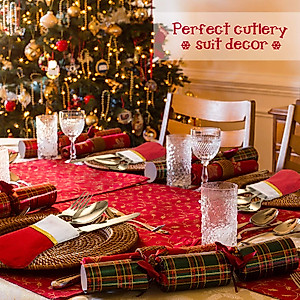 30 Pieces Christmas Dinner Table Decorations Christmas Socks Silverware Holders Tableware Bags Mini Christmas Stockings Knife Spoon Fork Storage Bag for Christmas Party Dinner Table