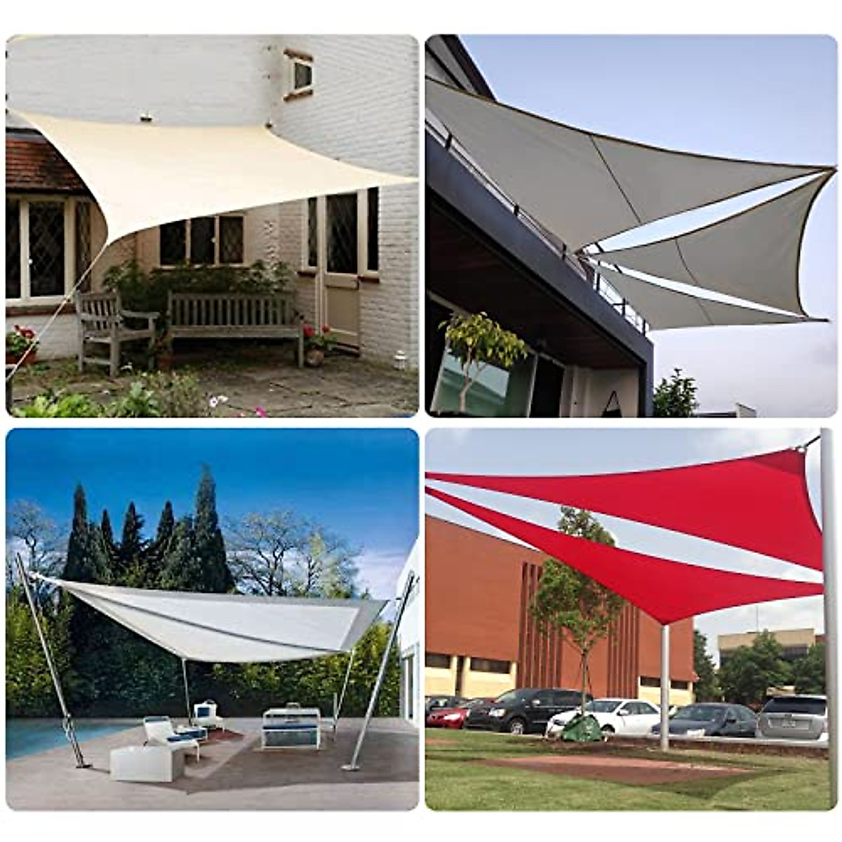 NQN 48 PCS T304 6 Inch Hardware Kit for Square & Rectangle Sun Shade Sail Canopy Awning Installation Installation Complete Set, 48 Ft (12'x4) Extension Cable Wire Rope, 304 Stainless Steel, Anti Rust