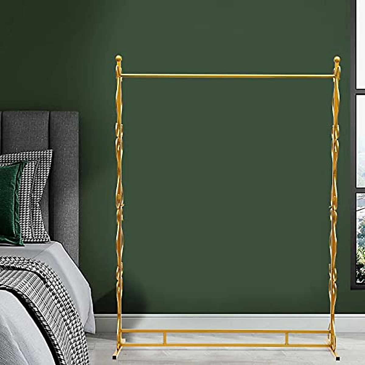 81"Retail Gold Clothes Racks for Boutique Wedding Dress Display Stand,Heavy Duty Commercial Garment Rack Rod, Large Metal Floor Standing Hanging Boutique Display Clothing Rack, MetalPipe Rack