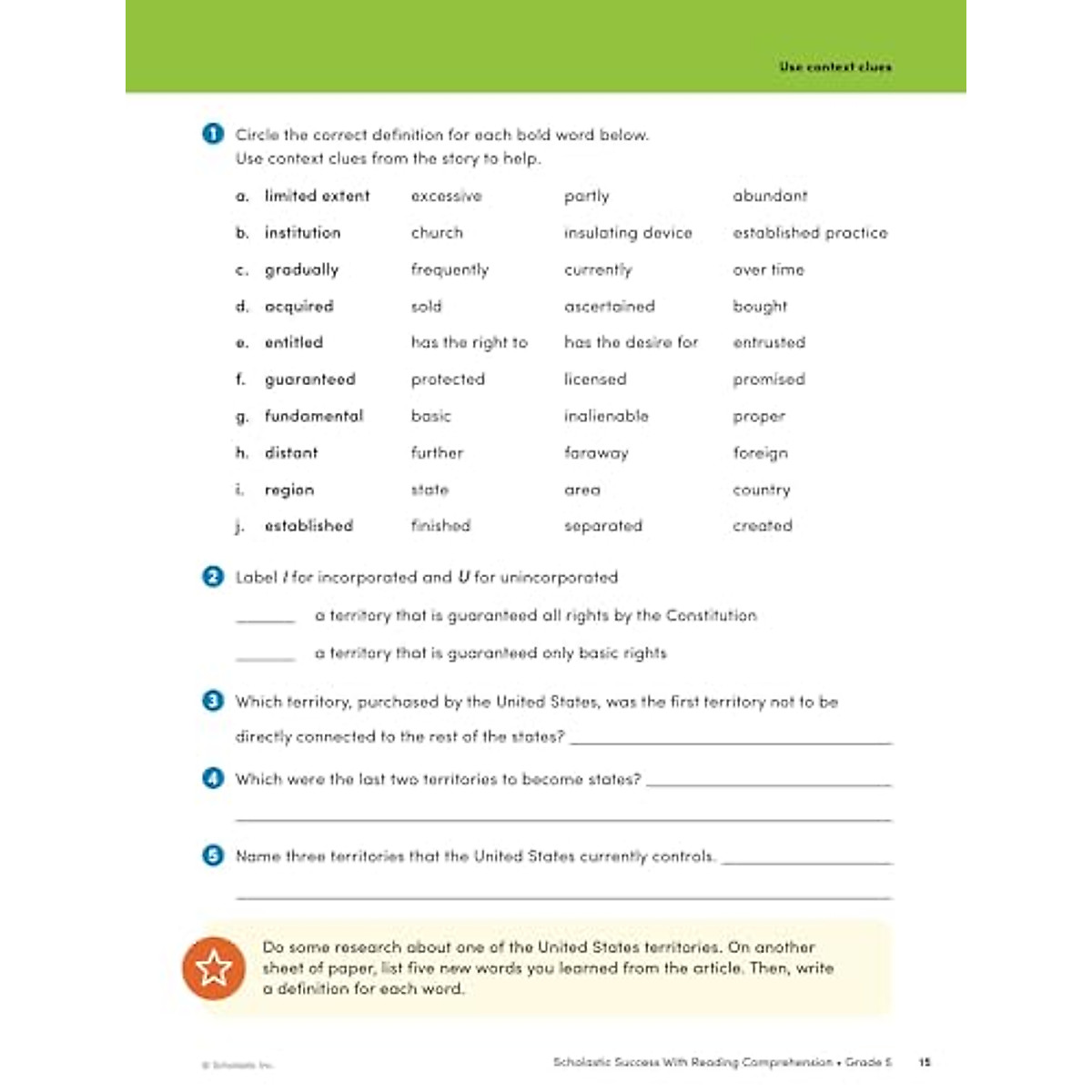 Scholastic Success with Reading Comprehension Grade 5 Workbook