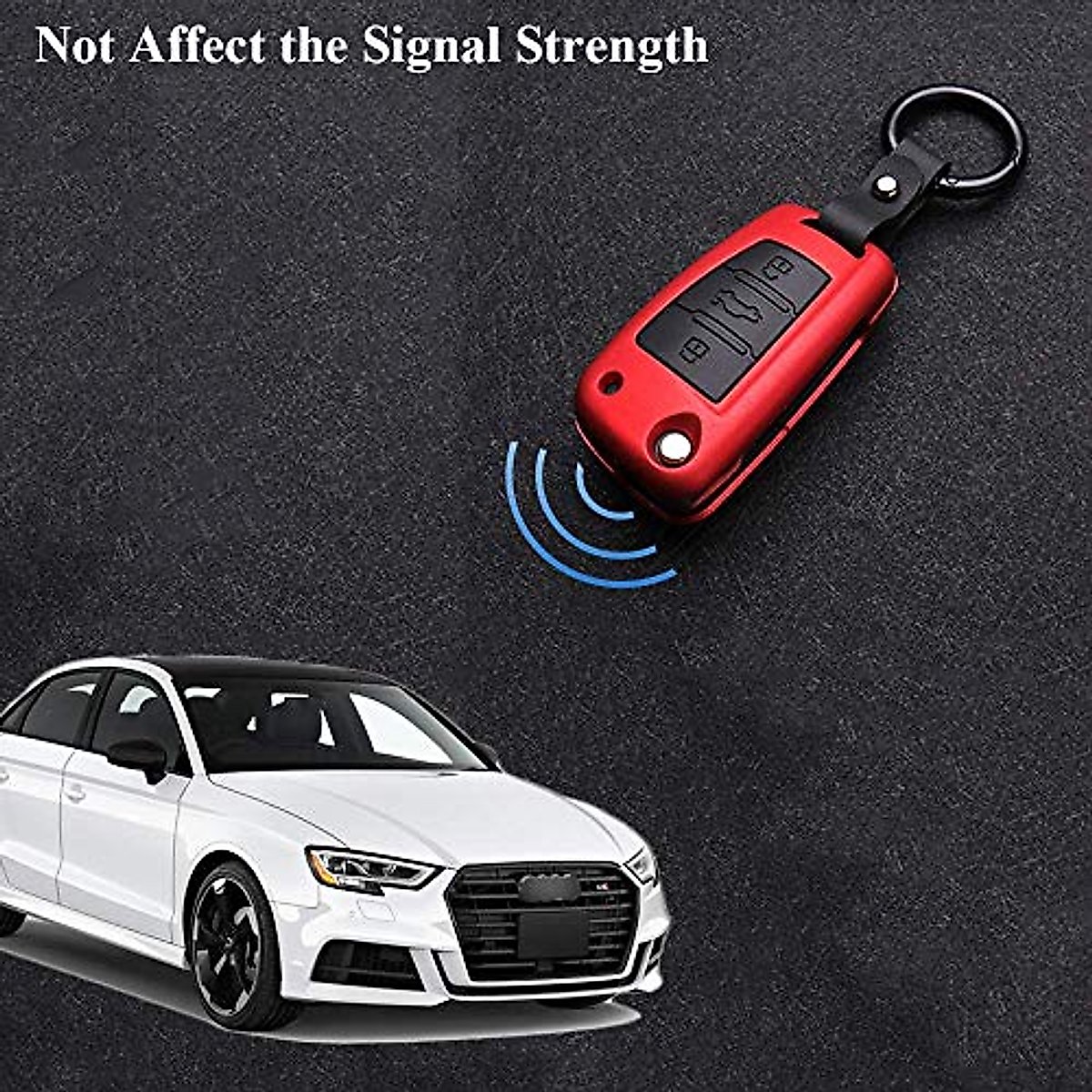 SANRILY Flip Key Cover Case for Audi A3 A6 Q3 Q7 Keyless Entry Key Holder Stylish ABS + Soft Silicone Appearance Key Protector Shell with Keychain Blue