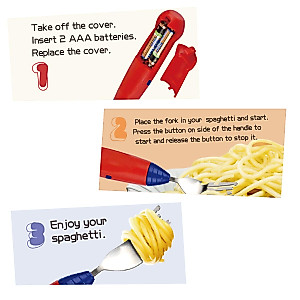 Electric Spinning Spaghetti Fork, Stainless Steel Automatic Flatware Fork, Twirling Fork for Kids and Adult (Red)