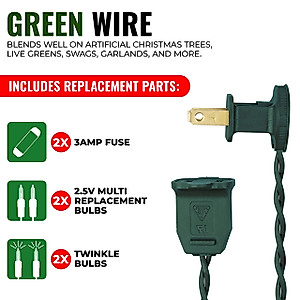 612 Vermont 100 Clear Christmas Lights, 12 Lights Twinkle, Indoor and Outdoor Use, Connect up to 4 Sets, Lighted Length 20.6', Total Length 21.8'