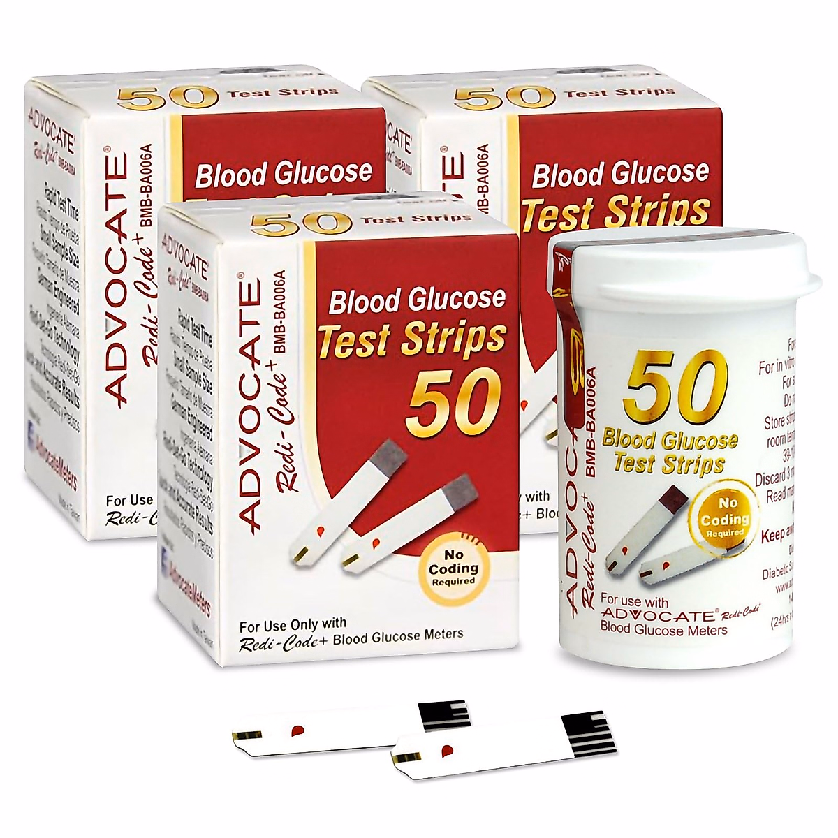 Redi-Code Glucose Test Strips 150 Count, No Manual Coding, Blood Sugar Testing, Small Sample Size, Quick & Accurate Diabetic Management (3 Boxes of 50 Strips)