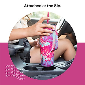 Corkcicle Cold Cup XL Insulated Tumbler with Handle, Lid, & Straw, Dopamine Floral, 30 oz – Reusable Cupholder Friendly Water Bottle Keeps Drinks Cold 12hrs