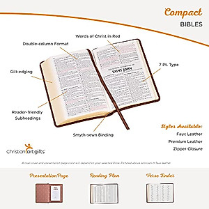 KJV Holy Bible, Compact Faux Leather Red Letter Edition - Ribbon Marker, King James Version, Saddle Tan