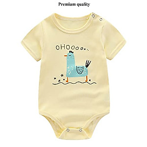 FLORNO Unisex Baby Bodysuits 5-Pack Baby Short Sleeve Bodysuits Onesies Bodysuit Short-Sleeve Bodysuits0 Organic Cotton (9-12 Months)