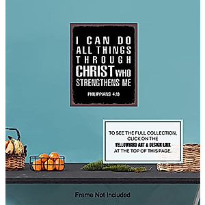 Religious Christian Wall Art & Decor - Catholic Gifts for Men - Scripture Wall Art - Jesus Wall Decor - Bible Verses Wall Decor - Inspirational Spiritual Gifts - I Can Do All Things Through Christ