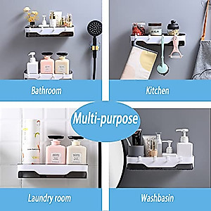 Potenco Shower Caddy Shelf Organizer Storage 2 Pack, Wall Adhesive Shower Holder for Shampoo No Drilling, Rustproof Storage Rack Shower Shelf Suction Removable for Bathroom Kitchen Bedroom
