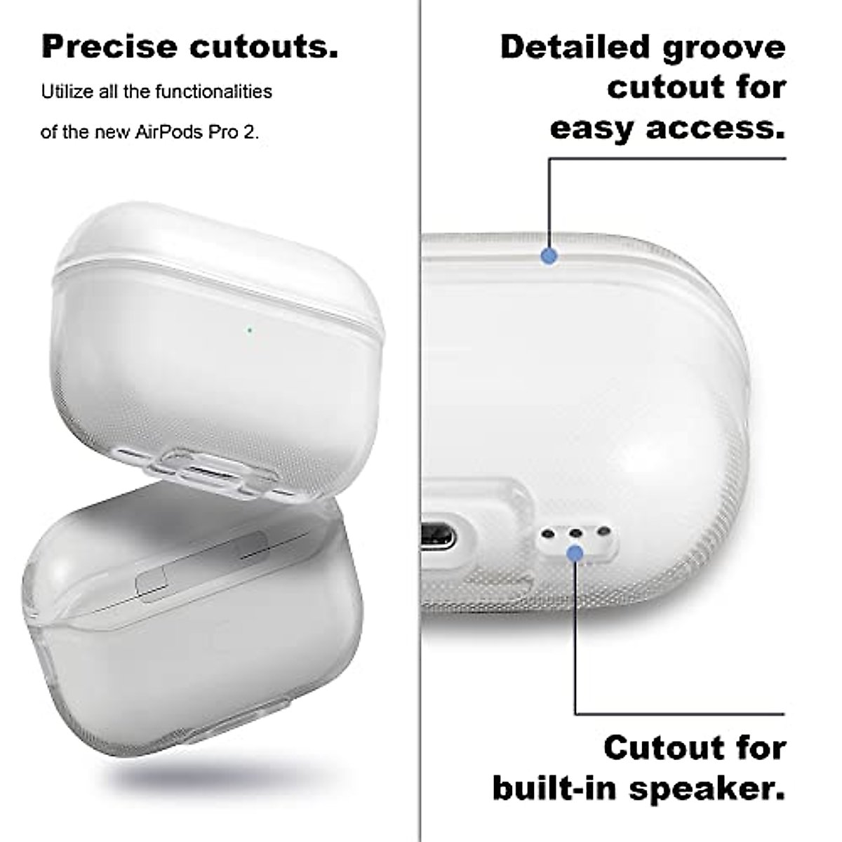 Camofit Case Compatible with Airpods Pro 2nd Generation Case Clear 2022, Soft TPU Transparent Protective Cover Case, Shockproof Case Skin with Hand Strap Compatible with Airpods Pro 2 Charging Case