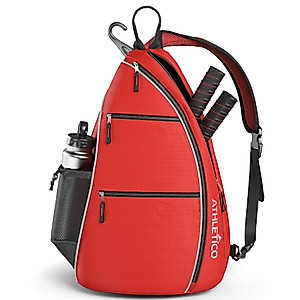 New Athletico Sling Bag - Crossbody Backpack for Pickleball, Tennis, Racquetball, and Travel for Men and Women (Red)