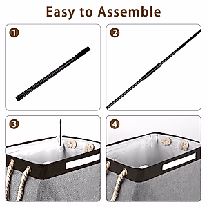 2 Pack Large Laundry Hampers with Lid, Collapsible Laundry Baskets with 2 Bags and 5 Hangers, Foldable Laundry Basket, Portable Clothes Hamper Laundry Basket Organizer for Bathroom, Bedroom, College