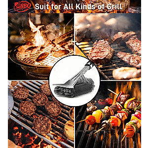 TNTOR Grill Brush with Scraper, 18" Adjustable Handle with Bottle Opener BBQ Grill Brush for Outdoor Grill/Smoker/Gas and Charcoal Grill Cleaning