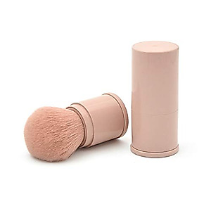 RN BEAUTY Retractable Powder Brushes Foundation Brush Blush Brush Bronzer Brush Face Blender Brush Professional Mineral Blending Buffing Kabuki Makeup Application Portable With Cover - Leather Pink