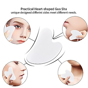 Biee Gua sha tool for face,natural jade gua sha stones,gua sha massage tool,Suitable for the face, neck, shoulders, arms, legs (WHITE)
