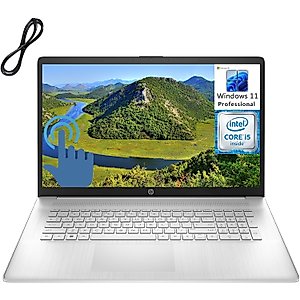 HP 2023 17 17.3" Touchscreen HD+ Business Laptop Computer, 12th Gen Intel 10-Core i5-1235U (Beat i7-1195G7), 64GB DDR4 RAM, 2TB PCIe SSD, WiFi, Bluetooth 5.0, Silver, Windows 11 Pro, BROAG Cable