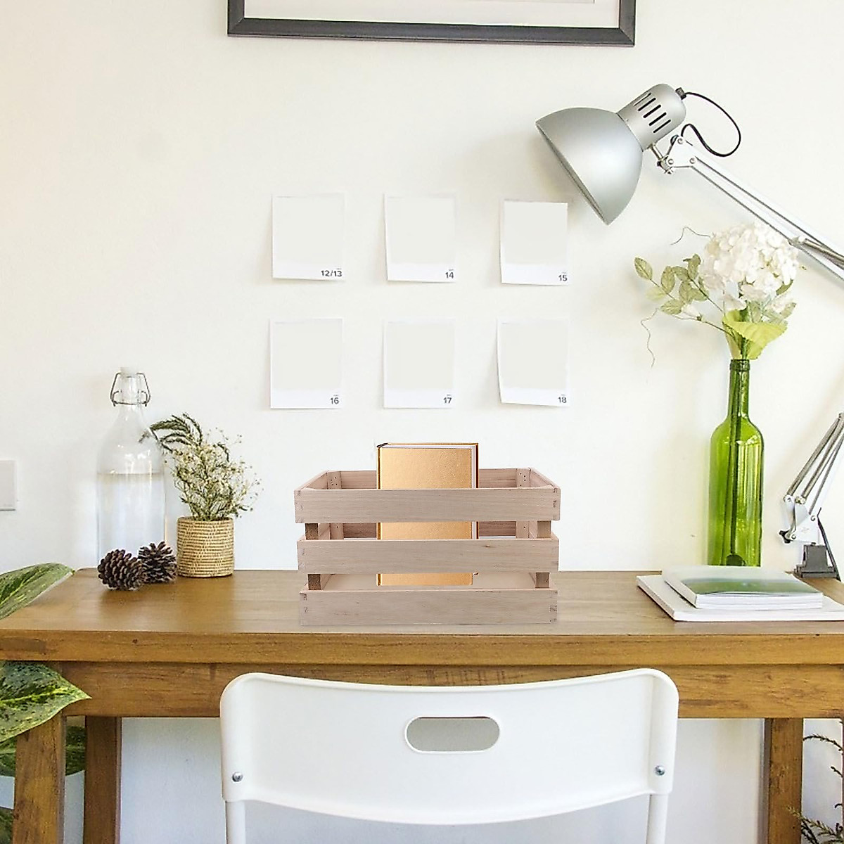 Garneck 1pc Wooden Storage Box Display Basket Storage Bins Bamboo Storage Cabinet Wooden Barrel Planter Unfinished Crates for Craft Wooden Key Organizer Fruit Crates Desktop Container