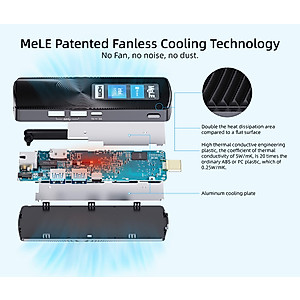 MeLE PCG02 Mini PC Stick Fanless Windows 11 Pro J4125 8GB/256GB, Mini Computer Stick HDMI 4K 2.4G/5G Wi-Fi 5 BT4.2 Gigabit Ethernet Micro PC on Business Industrial IoT Digital Signage