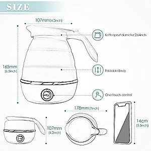 Travel Collapsible Kettle Electric - Portable Small Foldable Electric Kettle with Quick Boiling Tech, US Plug, BPA Free, 110V Voltage, 600ML – White
