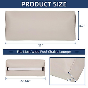 Rasugarlary Headrest Pillow for Pool Chaise Lounge, Pool Lounge Pillows Outdoor with Elastic Band for Recliner and Pool Patio Chairs, Head Neck Support Pillow (Linen, 22x8x4)