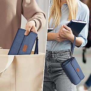 FINPAC Big Capacity Pencil Case, Pen and Marker Holder Organizer Bag, Canvas Pencil Box Stationery Pouch w/Zipper and Wrist Strap for Adults Artist College Senior, Navy