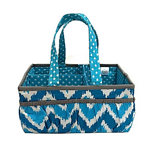 Bacati Mix and Match Nursery Fabric Storage Caddy with Handles, Turquoise