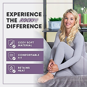 Rocky Thermal Underwear for Women (Long Johns Thermals Set) Shirt & Pants, Base Layer with Leggings/Bottoms Ski/Extreme Cold, Standard Weight (Black Striped - Small)